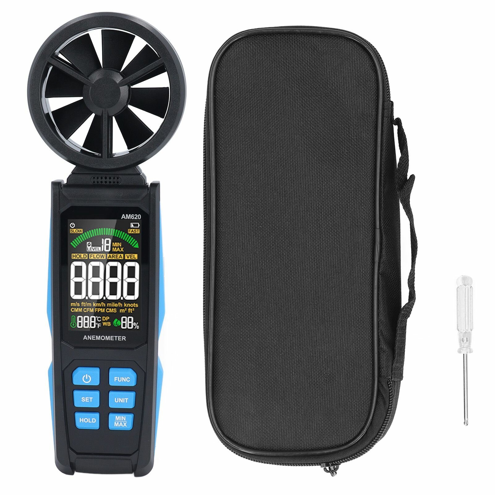 Анемометр с ЖК-экраном, поворотом на 180 и подсветкой