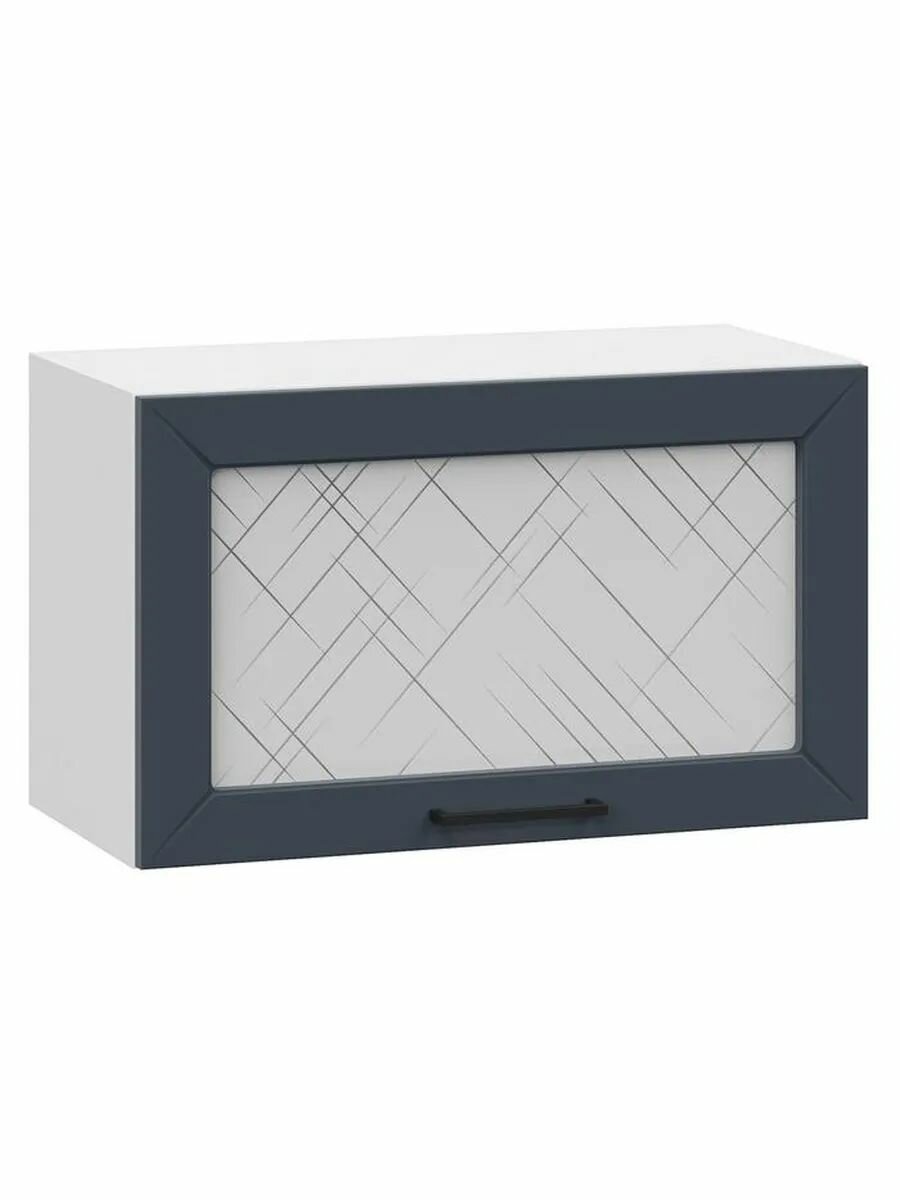 Кухонный модуль навесной, шкаф Сектор с полками, 60х29.6х36 см, Белый / Океания со стеклом