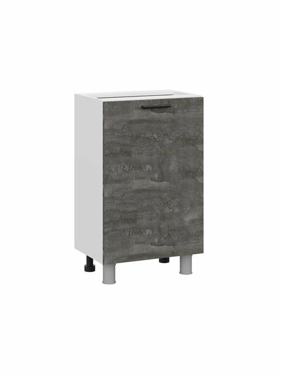 Кухонный модуль напольный, стол узкий Урбан с полками, с доводчиками, 50х34.6х82.4 см, Белый / Камень темный