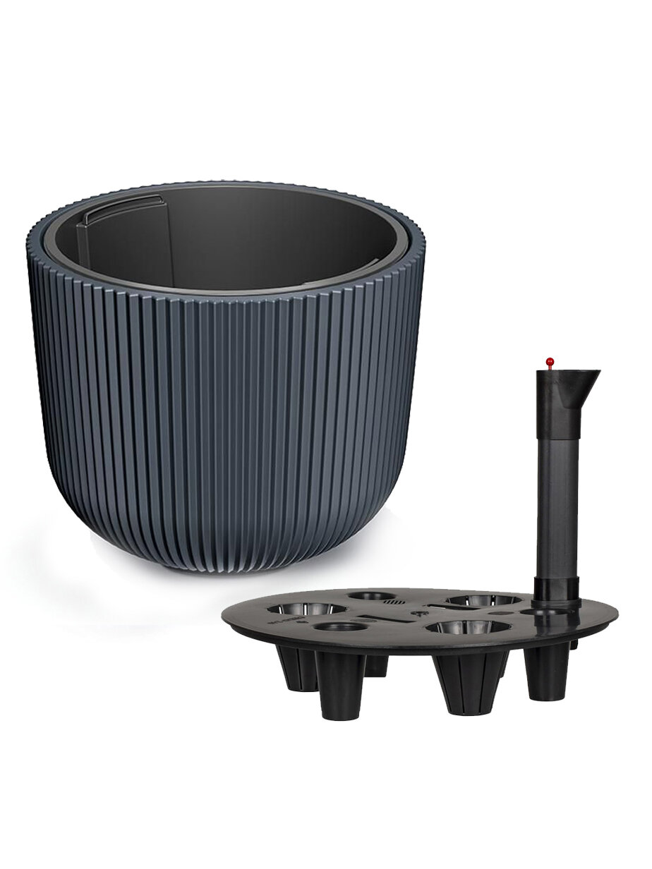 Кашпо с автополивом и вставкой для цветов Prosperplast Milly, 14 л, антрацит + система для автополива WR3