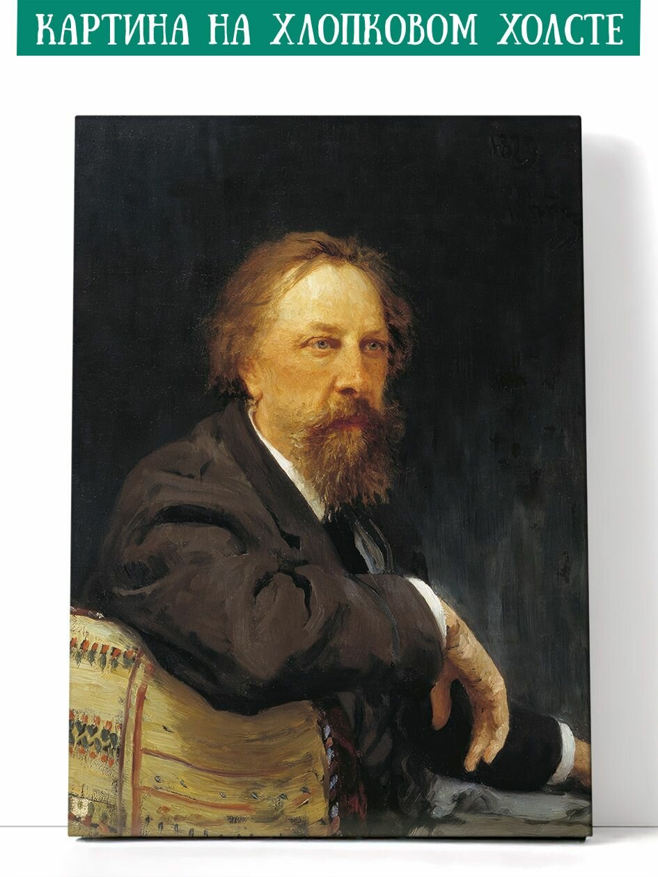 Интерьерная картина на хлопковом холсте/Портрет Алексея Толстого, Илья Репин, 30х40 см