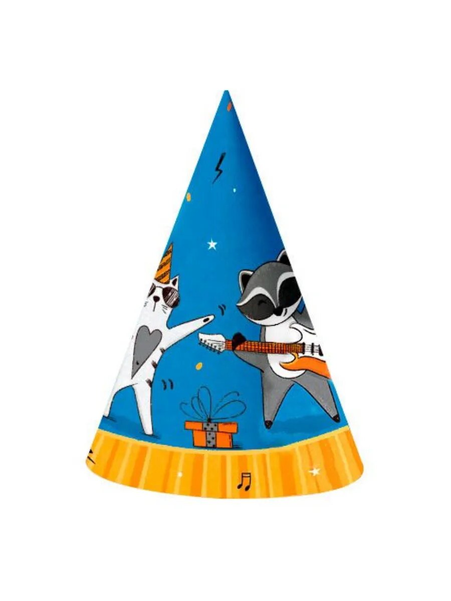 Колпаки "С Днем Рождения" Веселые зверята, 16 см, 6 шт. / Веселуха