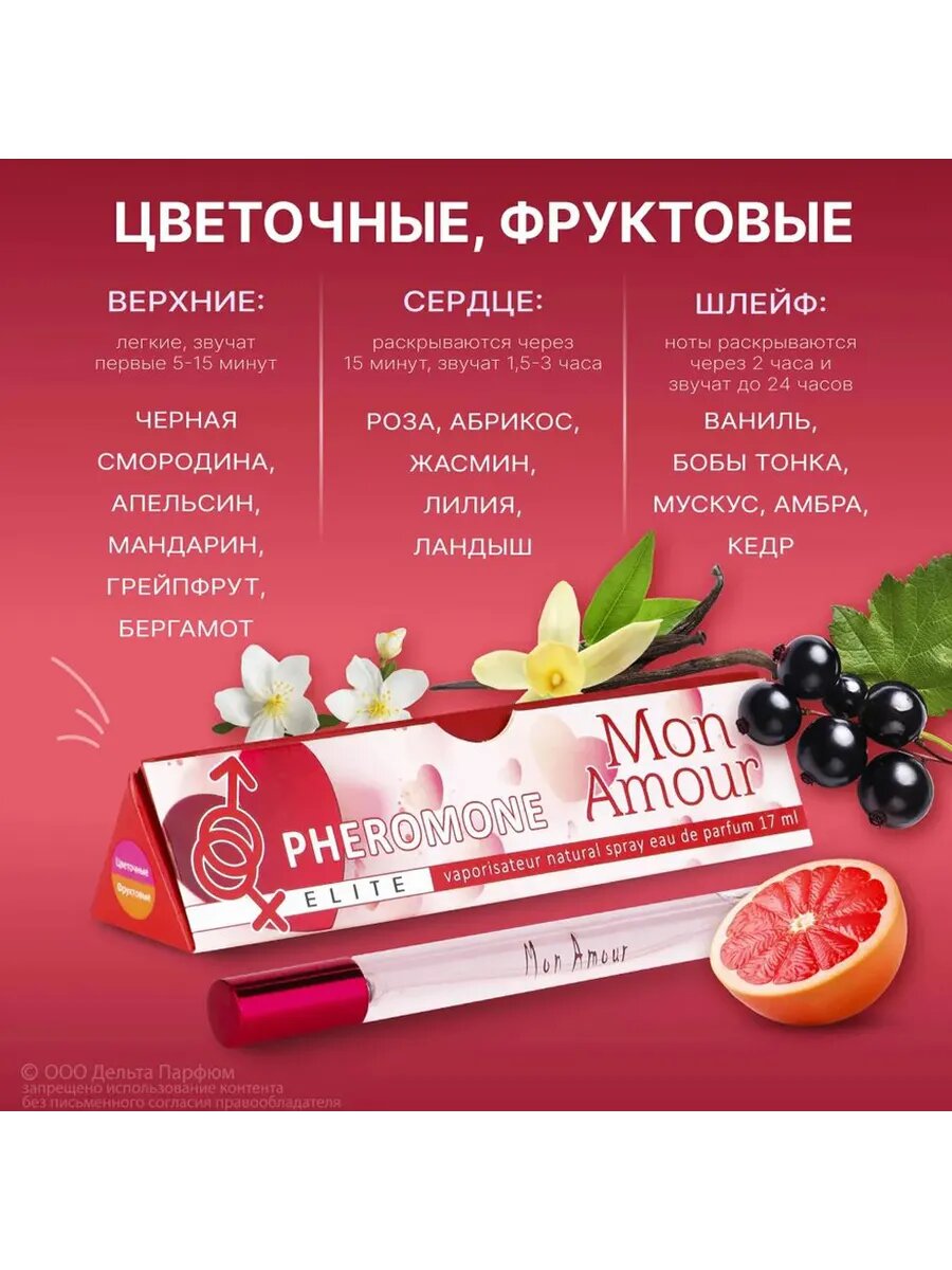 Парфюмерная вода с феромонами Elite Mon Amour жен, 17 мл