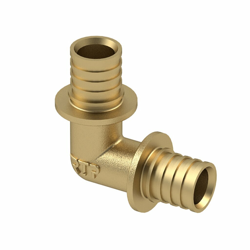 Уголок резьбовой латунный d16x16 мм, 90°, РосТурПласт, фитинг для труб, золотой