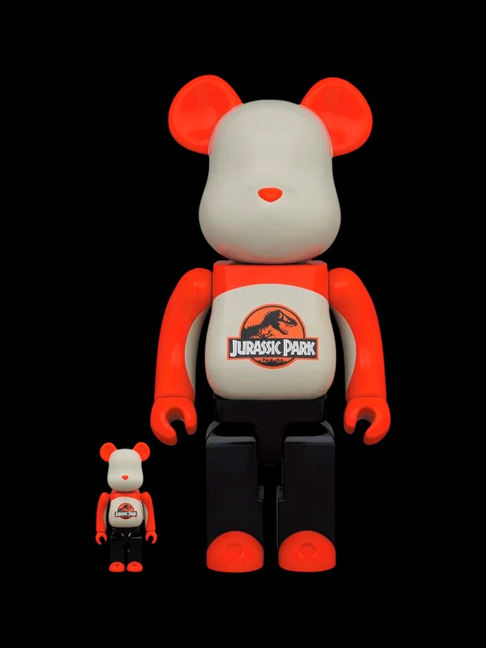 Коллекционная оригинальная фигура Bearbrick Set Jurassic Park 400% 100% / 28 см высота / ABS пластик / Medicom Toy