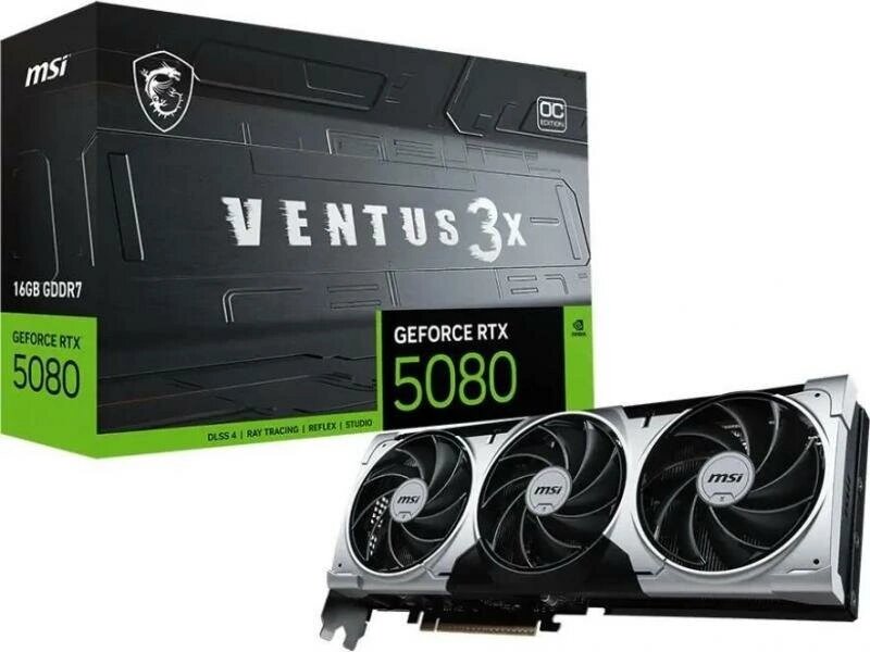 Видеокарта GeForce RTX 5080 16Gb GDDR7 MSI RTX 5080 16GB VENTUS 3X OC (602-v531-08s)