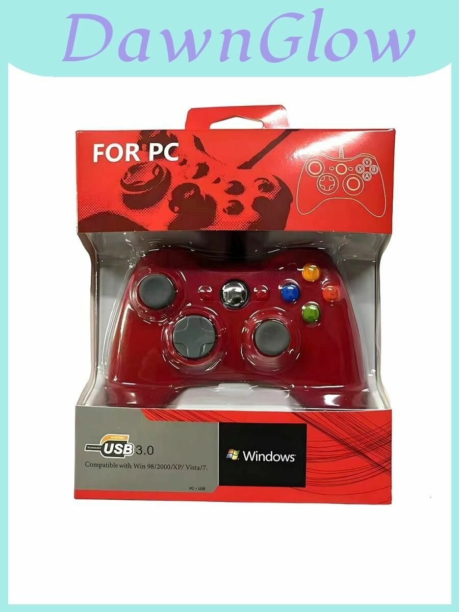 Геймпад xbox360 factory для pc tv box, с функцией вибрации, для steam и android tv, красный