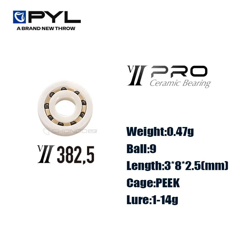 Рыболовный подшипник PYL 382.5 Ceramic Bearing, 9 Ball, PEEK