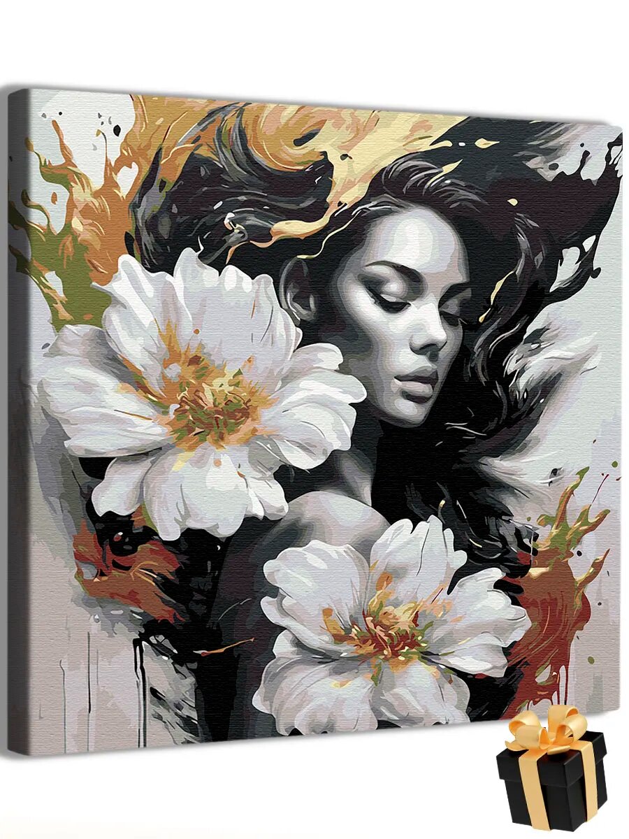 Картины по номерам Арт Девушка с цветами
