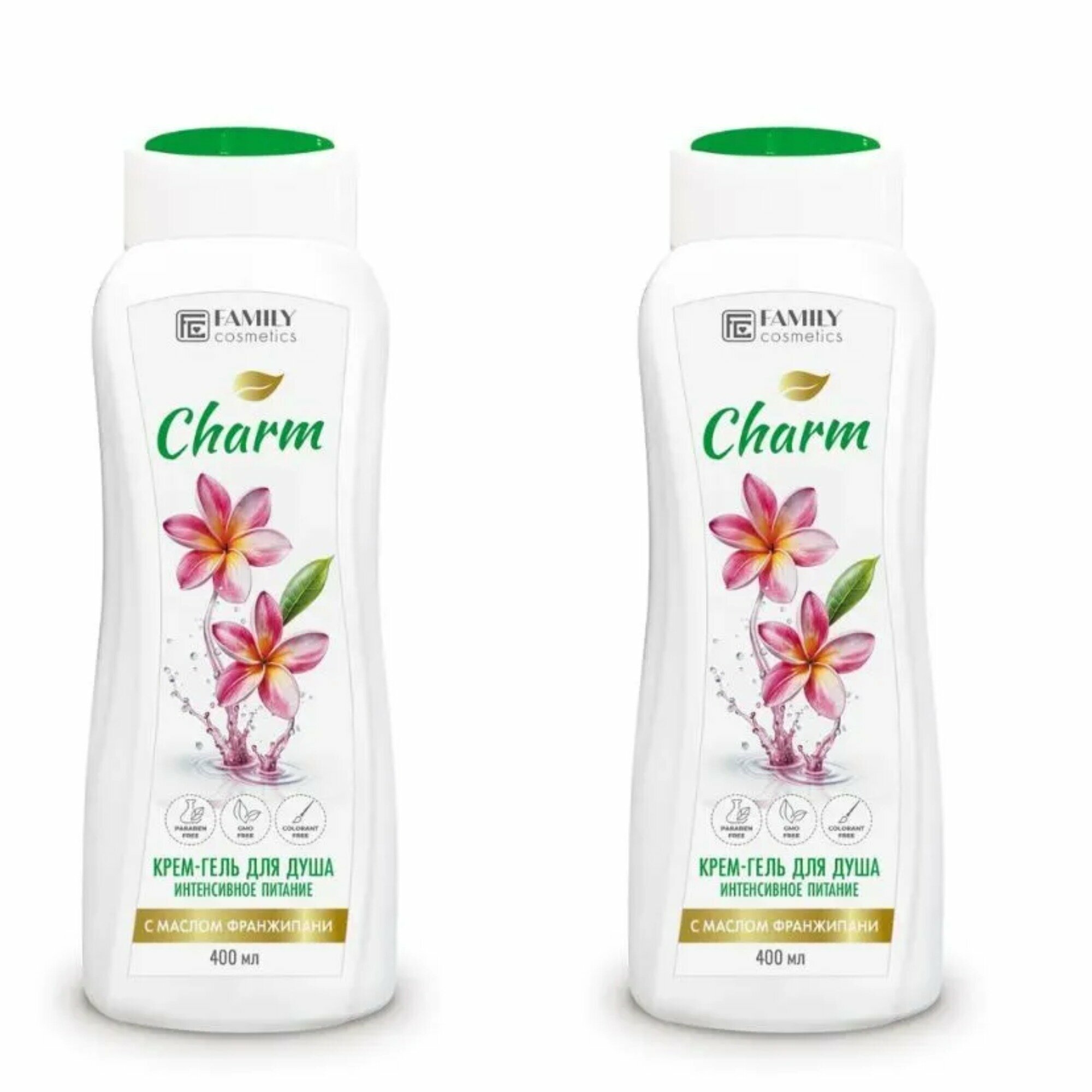Гель для душа Family Cosmetics, Кремовый, Тонус и упругость, с маслом франжипани, 400 мл, 2 шт