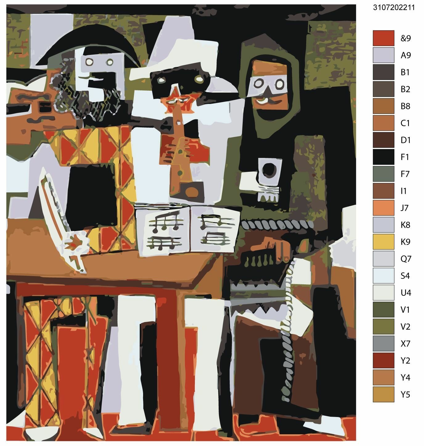 Картина по номерам "Три музыканта" Пабло Пикассо 31072022 40_50