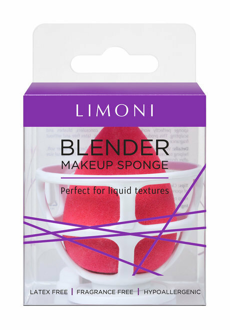 LIMONI Спонж для макияжа Blender Makeup Sponge Red с корзинкой
