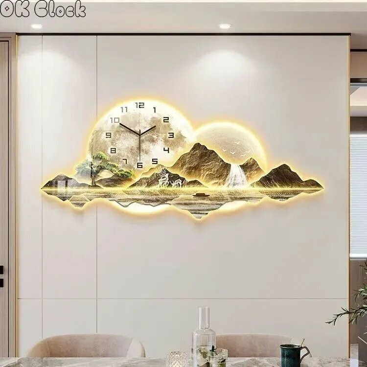 Часы настенные OFC, кварцевые, с LED-подсветкой, акриловый корпус, 60x30 см
