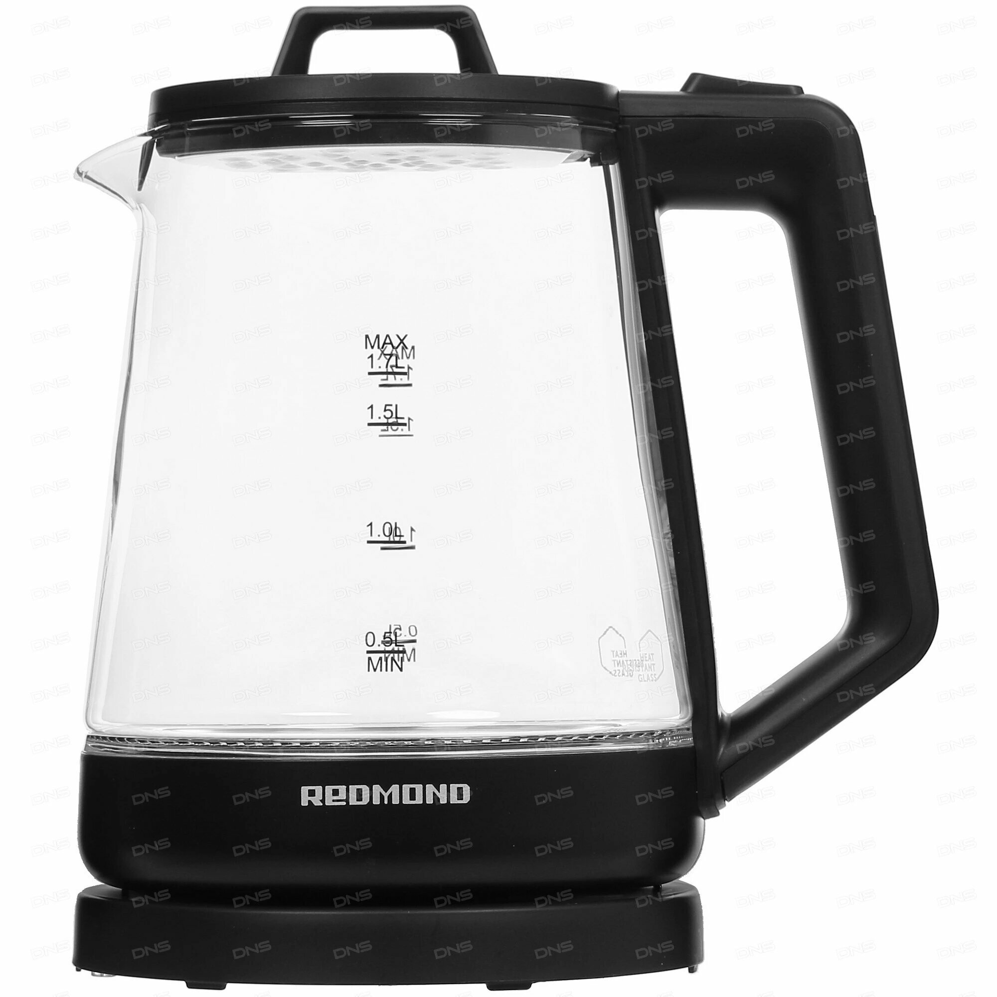Электрочайник REDMOND RK-G191, 2200Вт, 1.7л, подсветка, нержавеющая сталь, чёрный