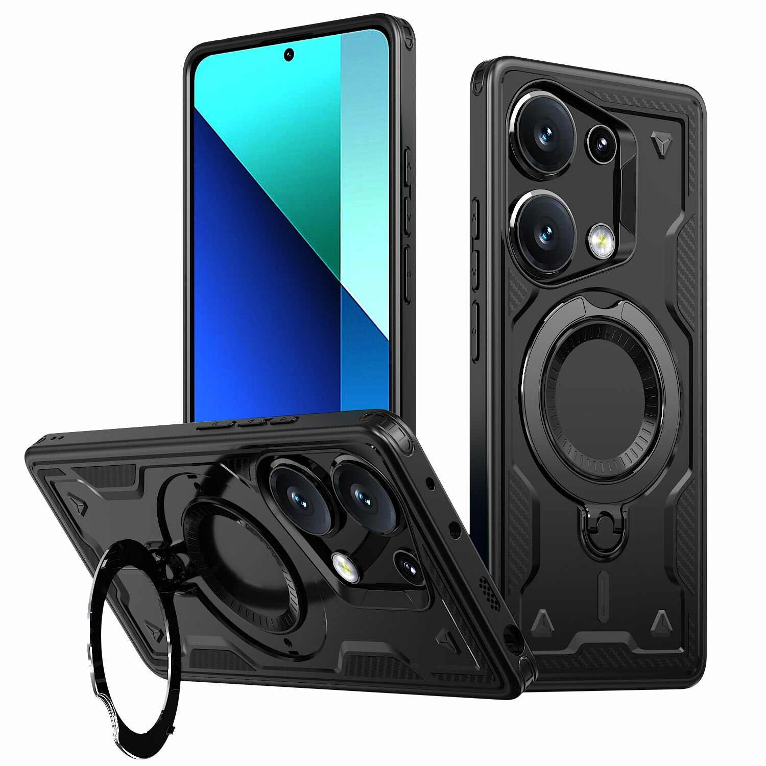 Чехол Magneto Case с кольцом для Poco M6 Pro 4G черный