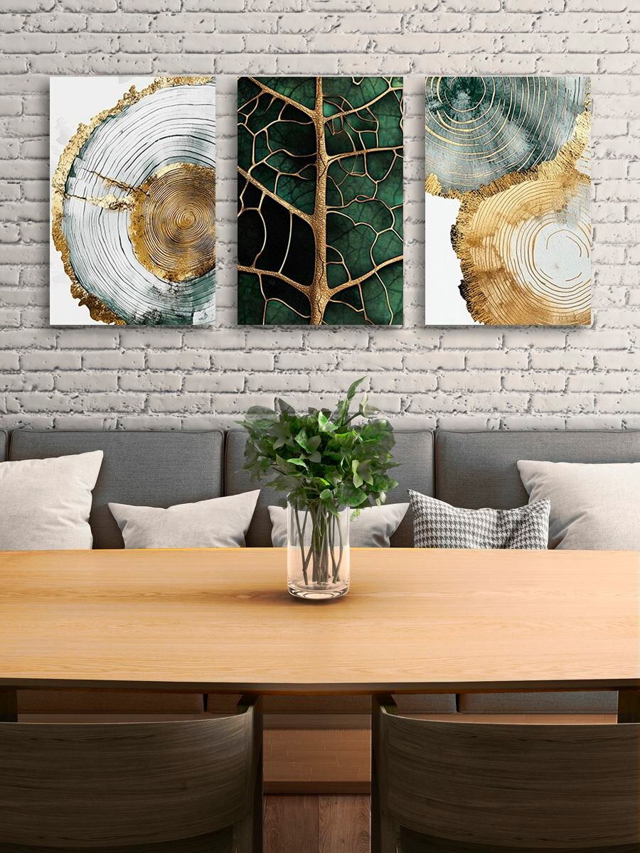 Комплект картин на холсте LOFTime 3 шт 40Х60 Флора желт зел КС-1644-4060