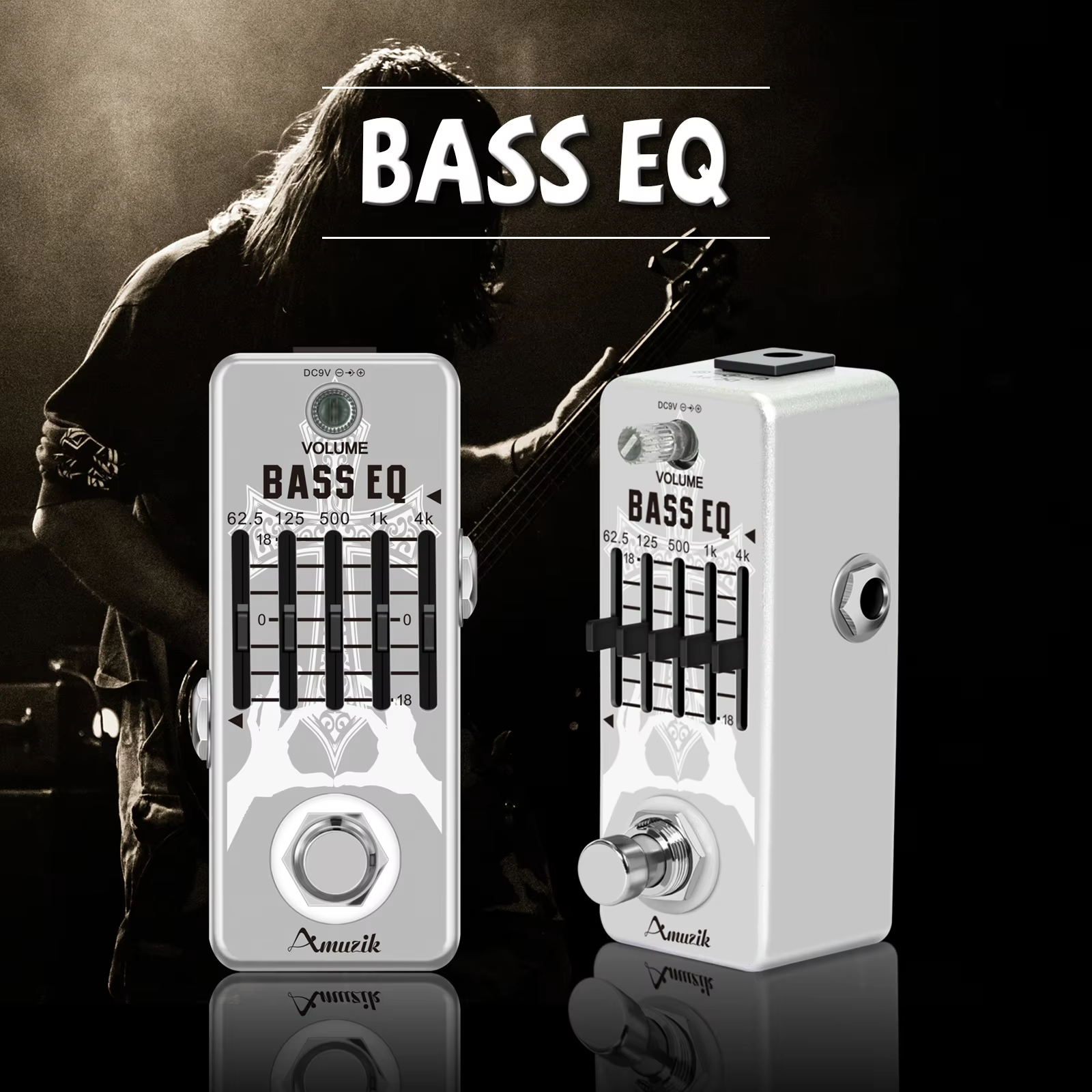 Графический мини-басовый эквалайзер G, педаль эффектов, 5-полосный графический эквалайзер True Bypass, полностью металлический корпус, бас-аксессуары Amuzik