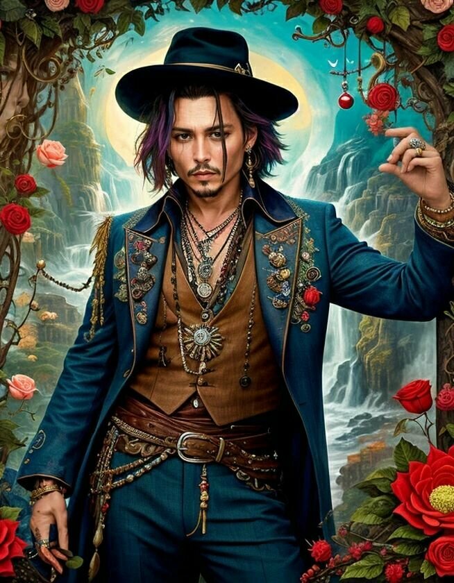 Алмазная картина "Капитан Джек Воробей" алмазная огранка 40х50 см,40X50CM, белый