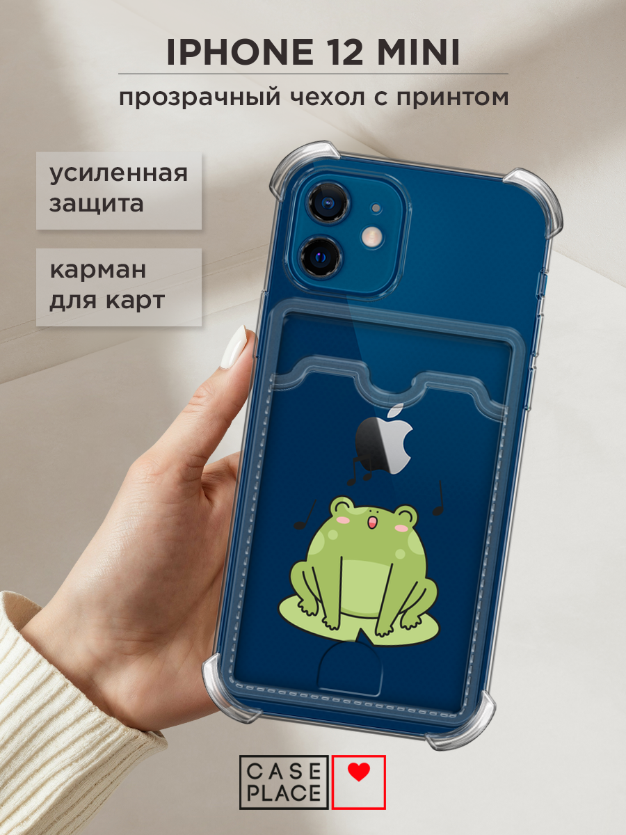Чехол на Apple iPhone 12 mini (Айфон 12 Мини) с картой и принтом С поющей лягушкой