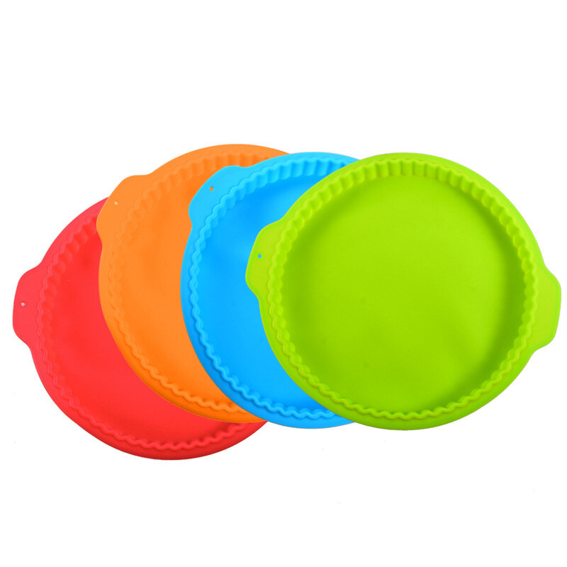 Areca-Random Color Silicone Round Pie Form Pizza DIY Round Wave Edge Baking Forms Cookie Bread Loaf Pizza Pie Toast Cake Cake Form