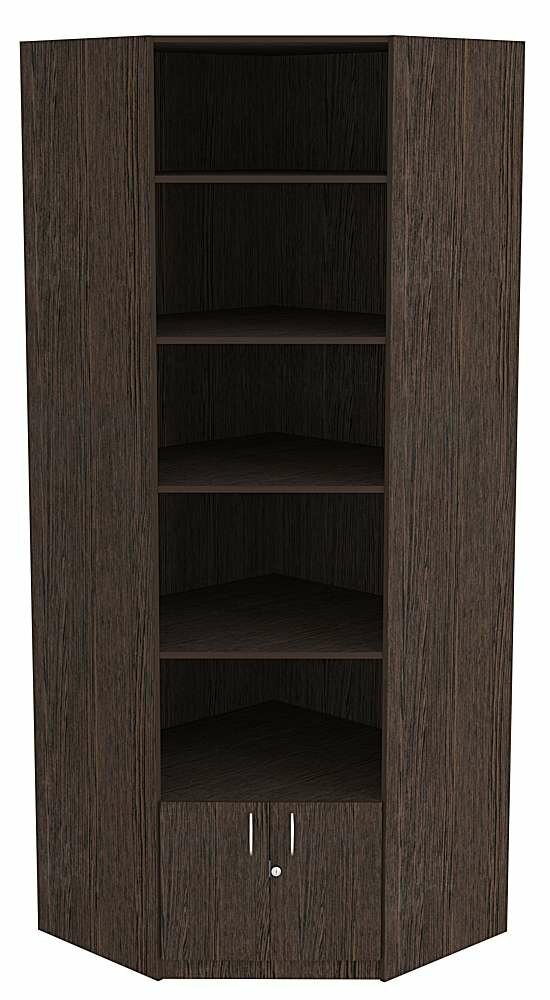 Высокий стеллаж угловой из ДСП серии Эконом Н-2400 мм №5-5 (торец 500 мм) с дверцами 410 мм, Дуб Венге