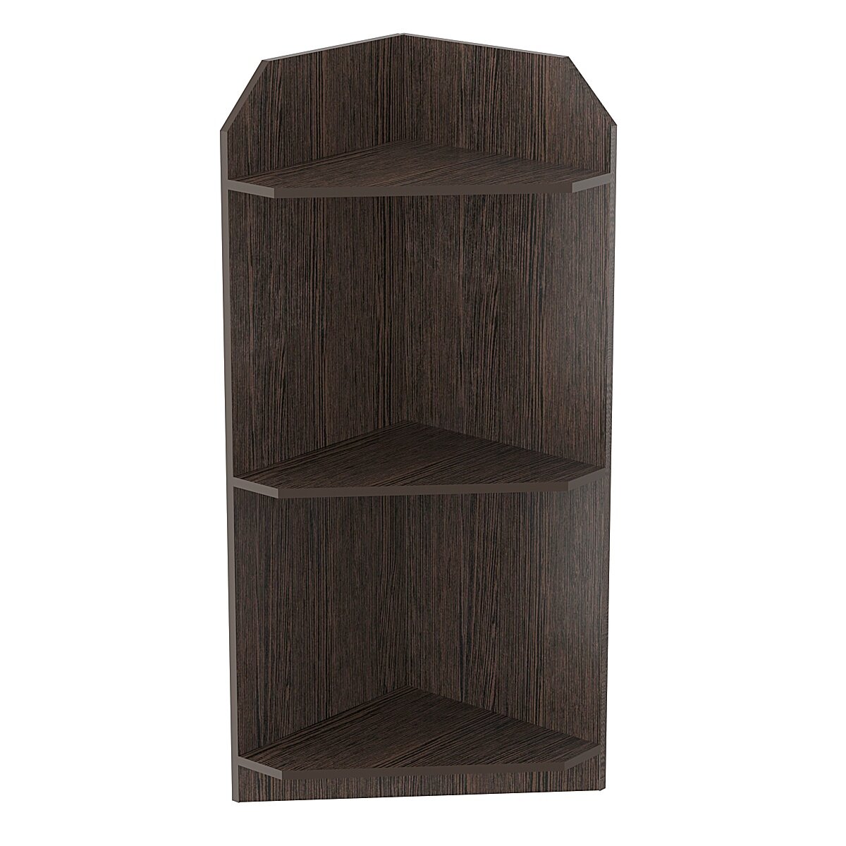 Торговый стеллаж из ДСП для обуви №6 низкий с тремя полками угловой, Дуб Венге