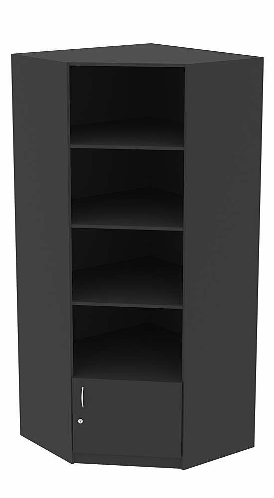 Стеллаж угловой из ДСП серии Эконом №5-5 (торец 500 мм) с дверкой 410 мм, Черный