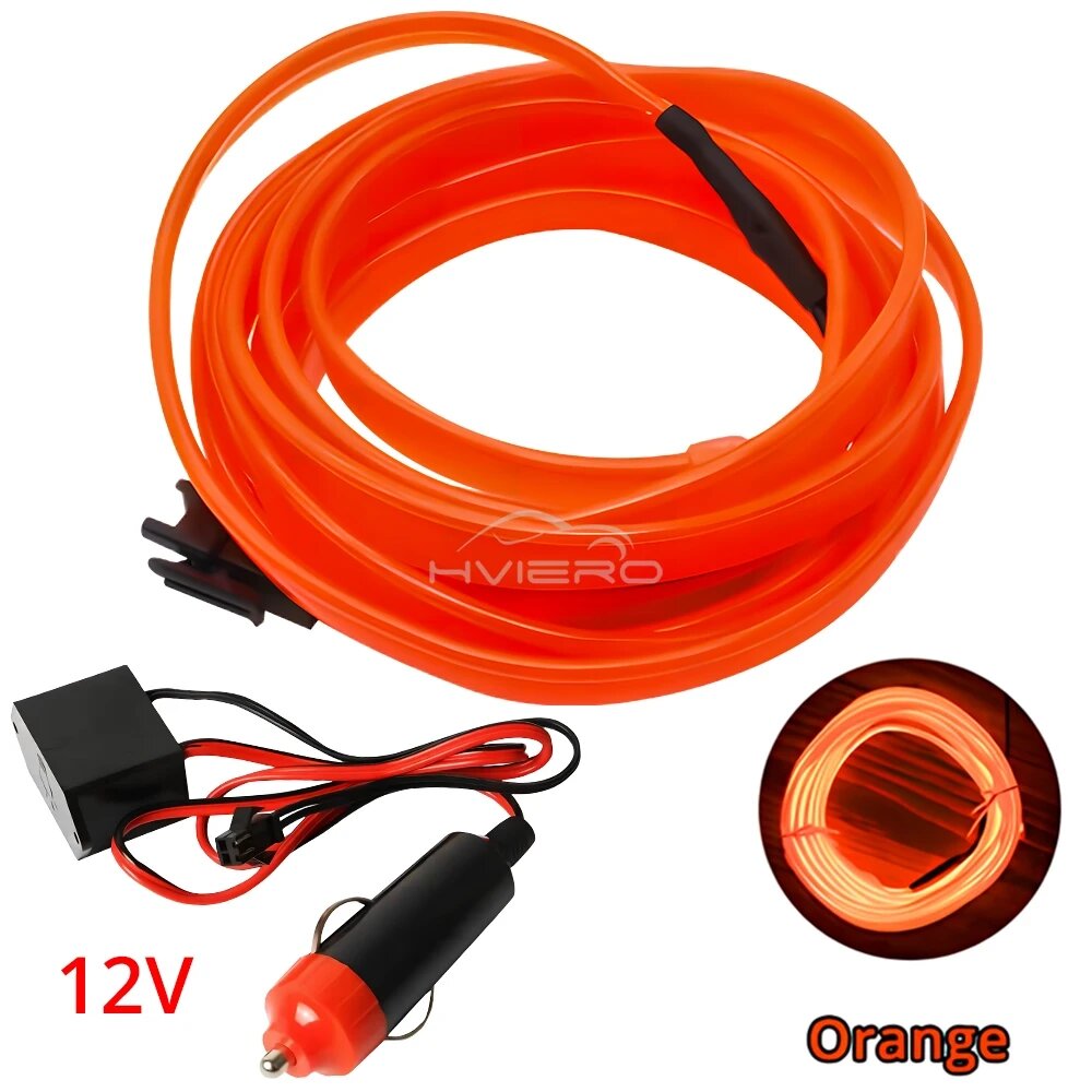 Неоновая лента для авто 5M, оранжевая, 12V