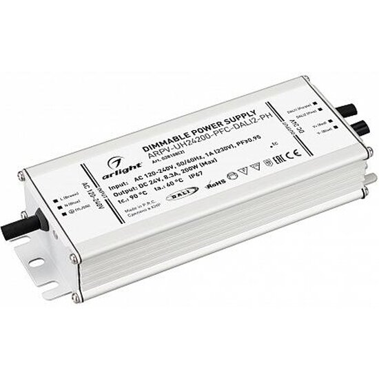 Блок питания Arlight ARPV-UH24200-PFC-DALI2-PH 24V, 8.3A, 200W, IP67 Металл