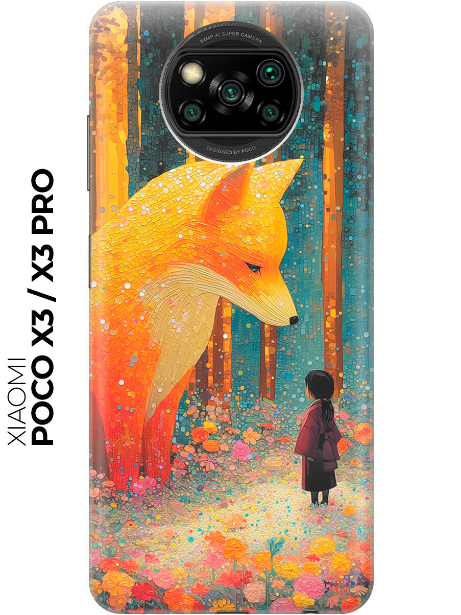 Силиконовый чехол на Xiaomi Poco X3 / X3 Pro с принтом "Лиса и девочка"