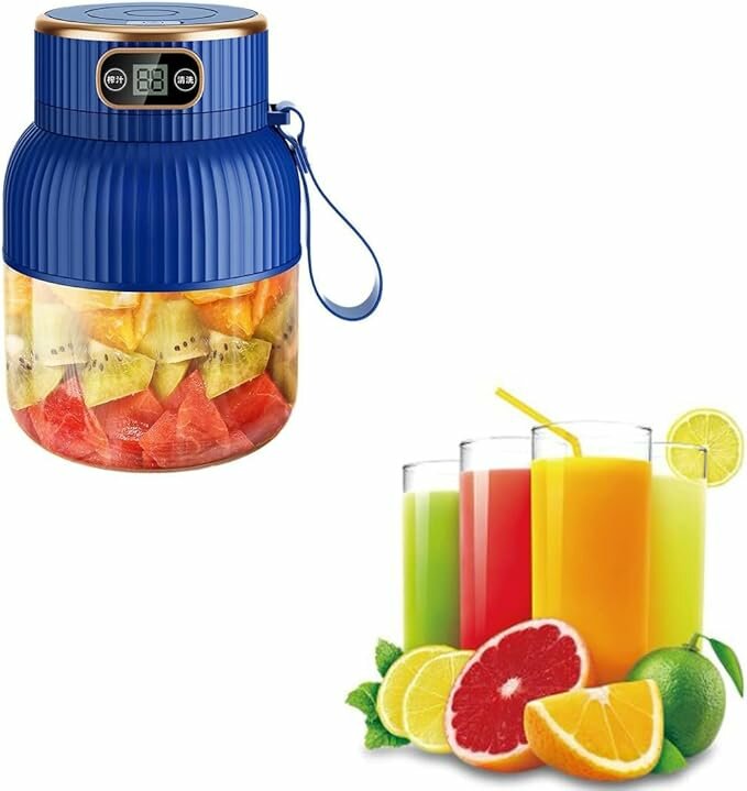 Портативный блендер USB перезаряжаемый, персональный соковыжималка блендер чашка, мини блендер портативный блендер для коктейлей и смузи, бытовой фруктовый миксер для спорта путешествия (синий)