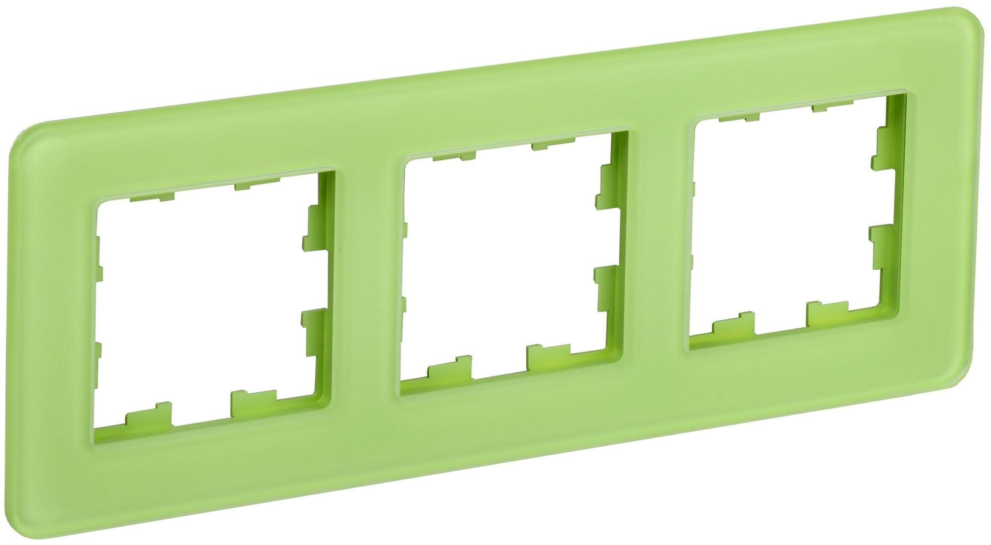IEK BRITE DECOR Эко грин матовый стекло скругл. угол Рамка 3-мест. РУ-3-2-Бр RE, BR-M32-G-41-K06