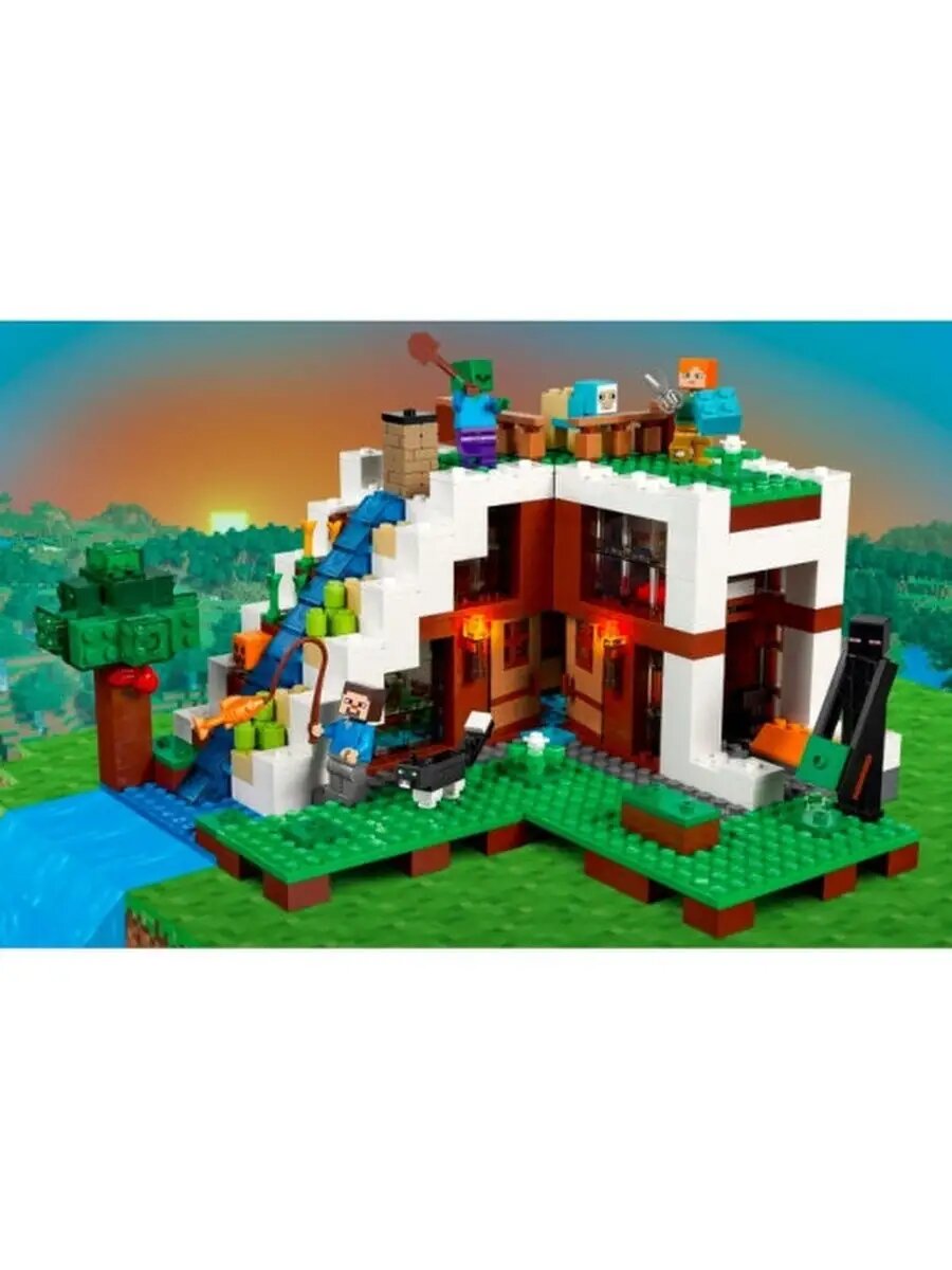 Конструктор My World Майнкрафт (Minecraft) База на водопаде
