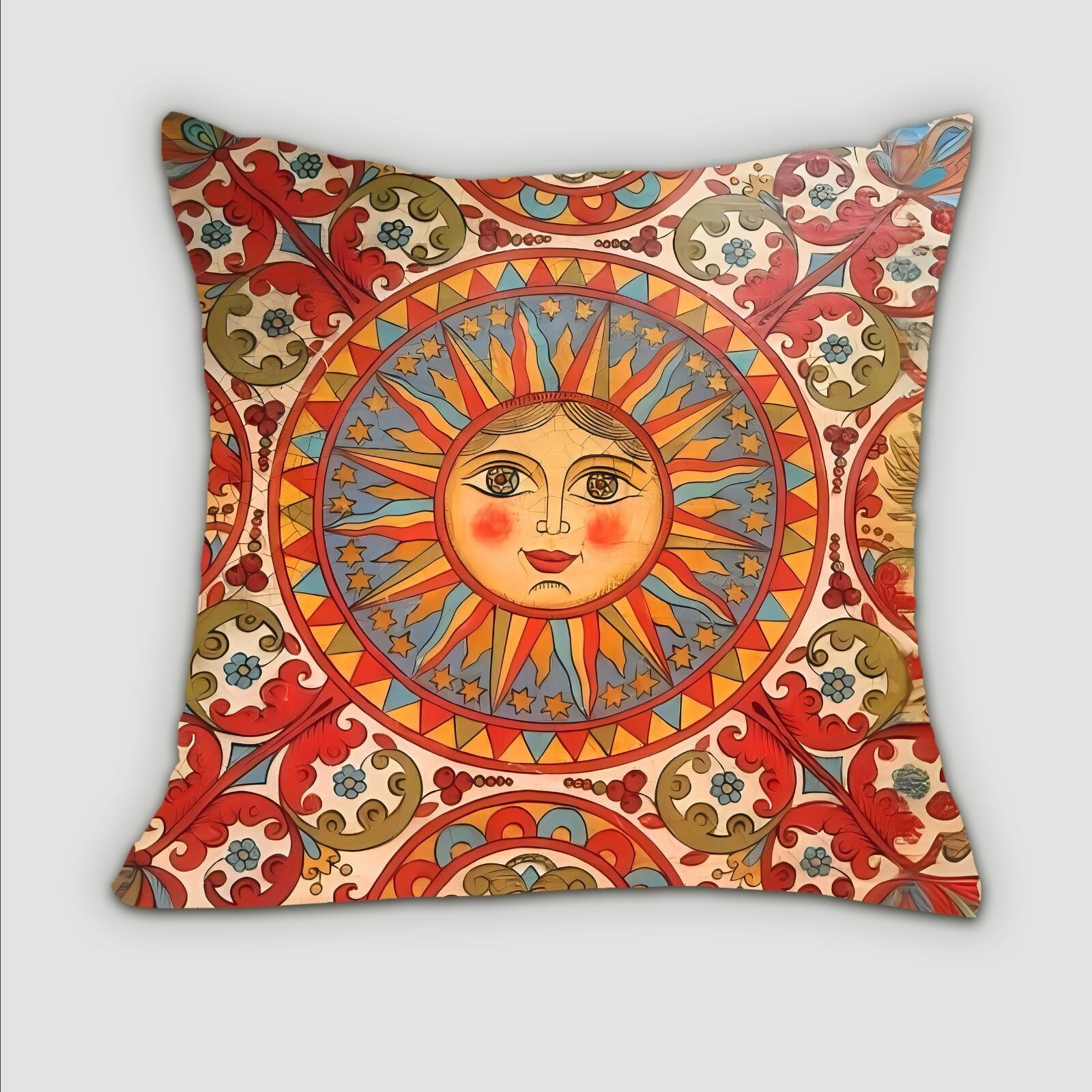 Чехол для подушки Солнце 40х40 велюр