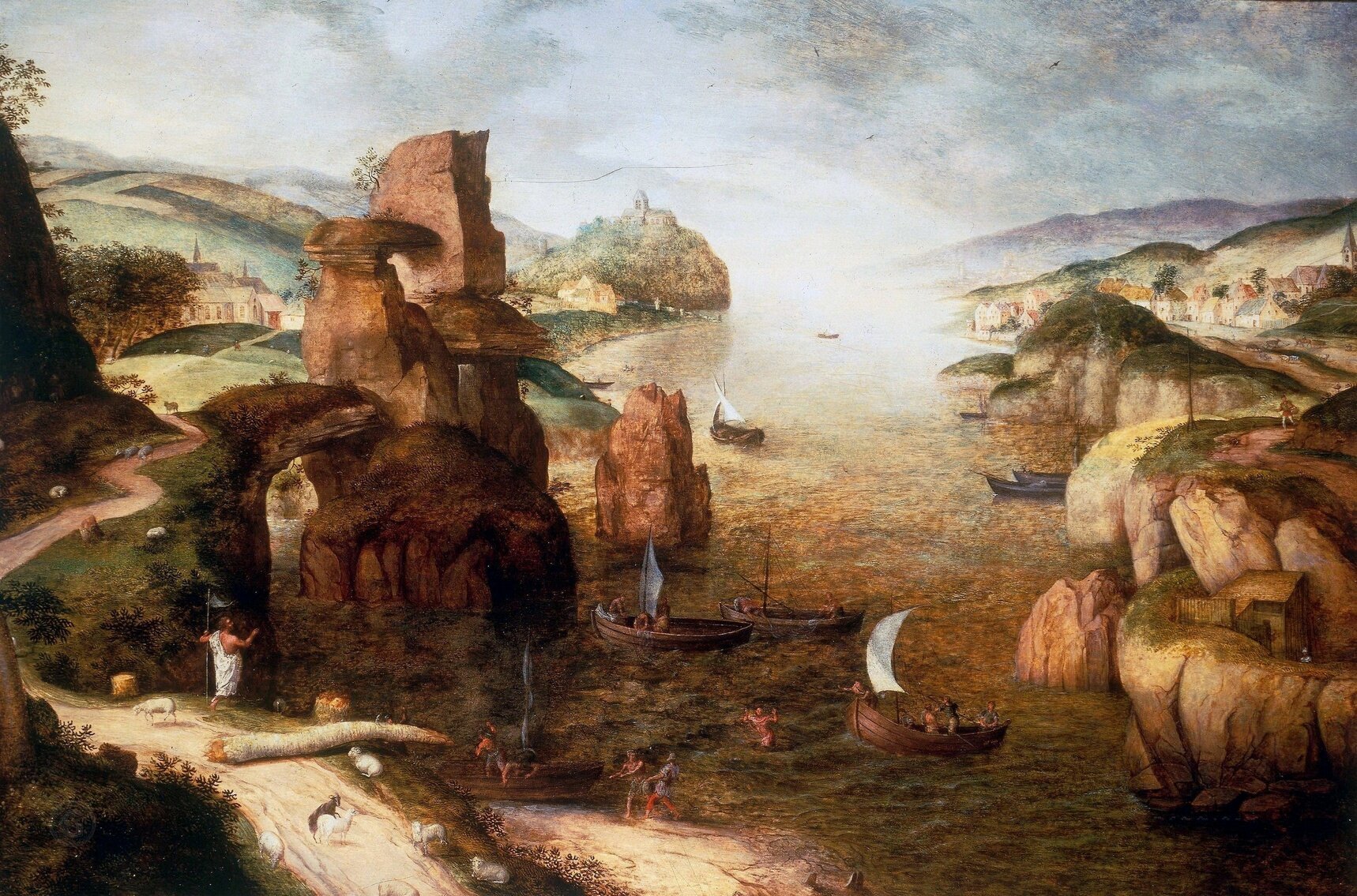 Картина Брейгель Питера Старшего Христос и апостолы у Галилейского моря 60х40 см