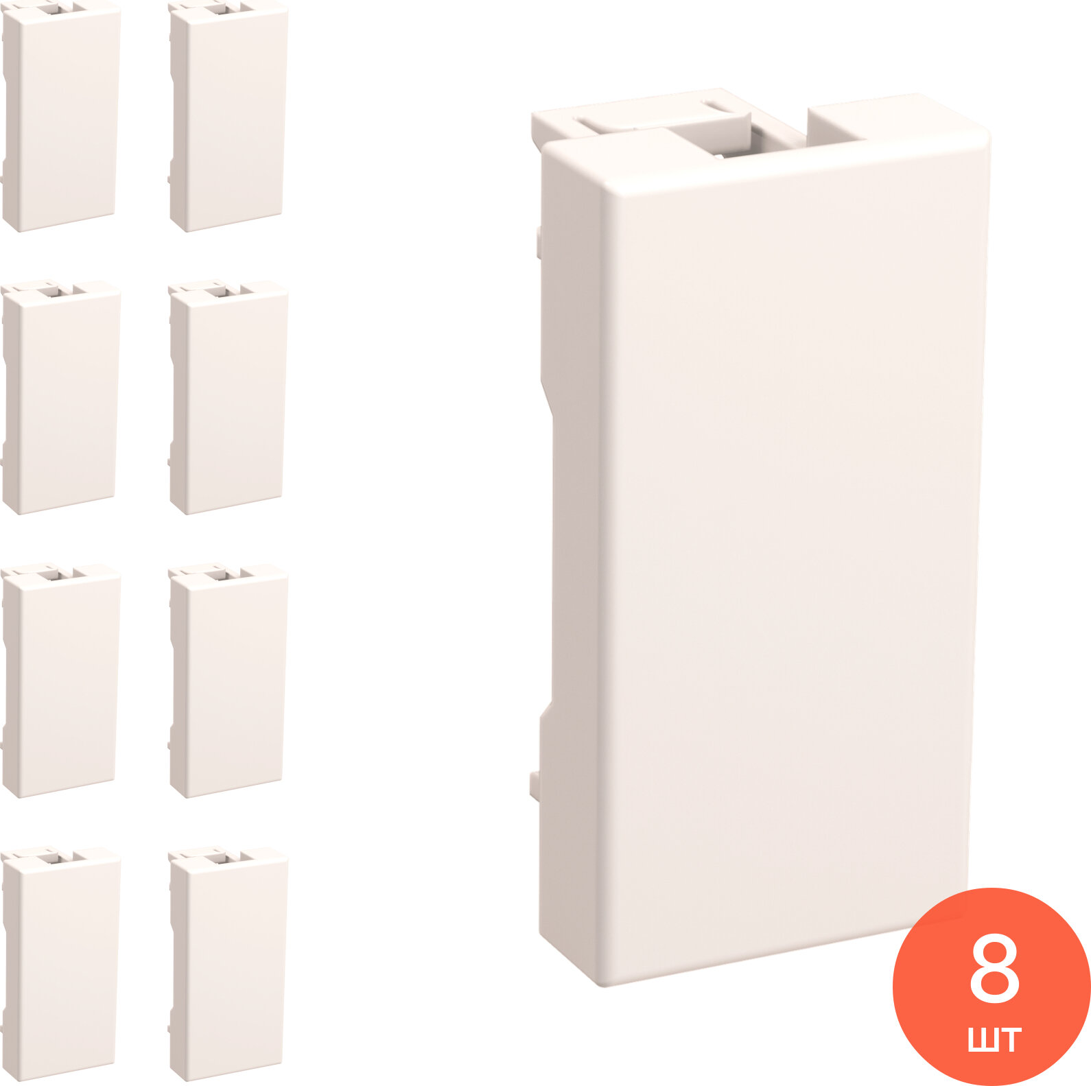 Заглушка IEK / ИЭК ЗК-00-01-П, пластиковая белая, 1 модуль, размером 45х22мм / аксессуары для кабель каналов (комплект из 8 шт)