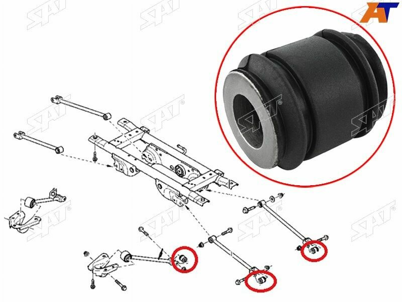 . SAT Сайлентблок задней цапфы RENAULT DUSTER 10-