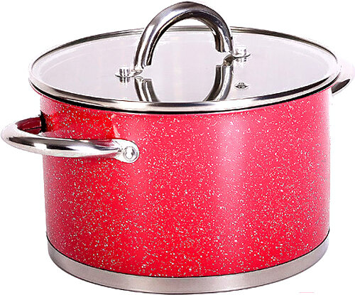 Кастрюля с крышкой MAYER&BOCH 31269 серебристый/красный