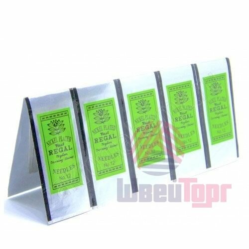 Набор игл ШвейТорг №12, для бисера, металл, 75 игл, 5 полос по 15 игл