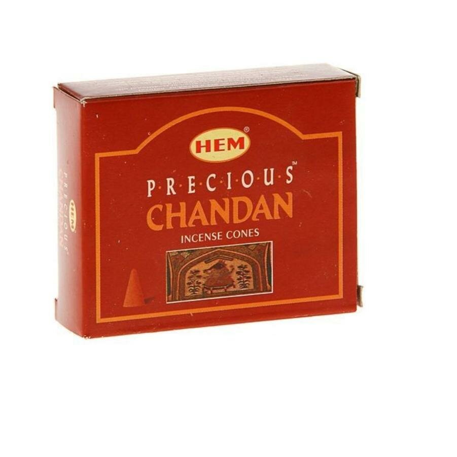 Hem Incense CONES PRECIOUS CHANDAN (Благовония конусы драгоценный чандан, Хем), уп. 10 конусов.