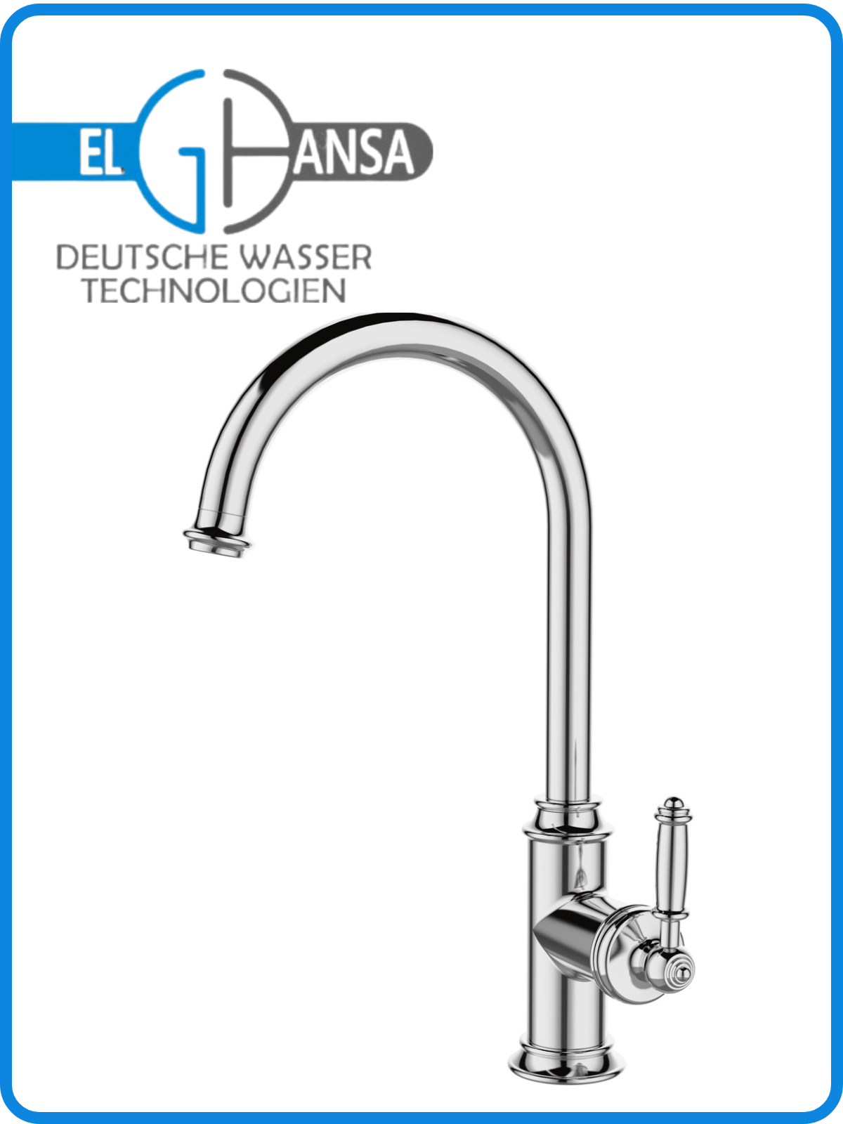 Смеситель для кухни, мойки латунный однорычажный, высокий с поворотныи изливом, ELGHANSA 5635636, хром