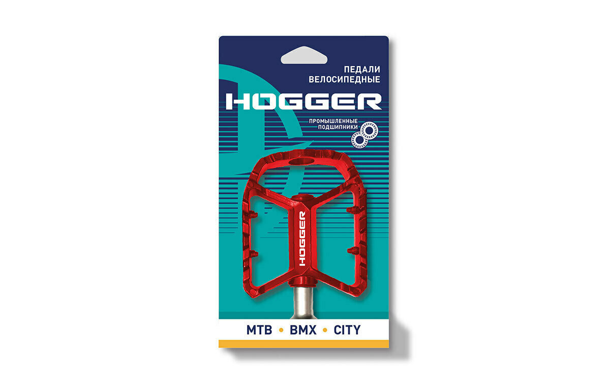 Педали HOGGER MTB алюминиевые 109x90мм резьба 916 промподшипники красные