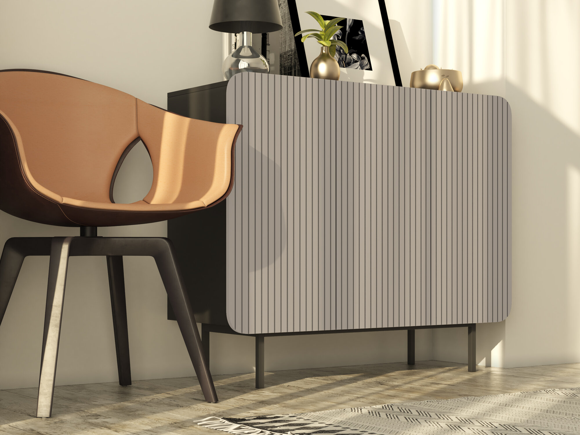 Комод Мебель на Руси "Модерн Лофт 3" 120х97,5х40 Черный / Мокко