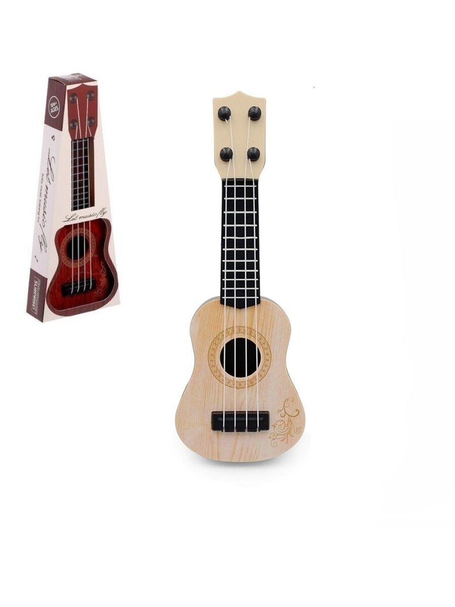 Детская гитара / 25 см /светло-коричневая / сувенир/подарок/пластик