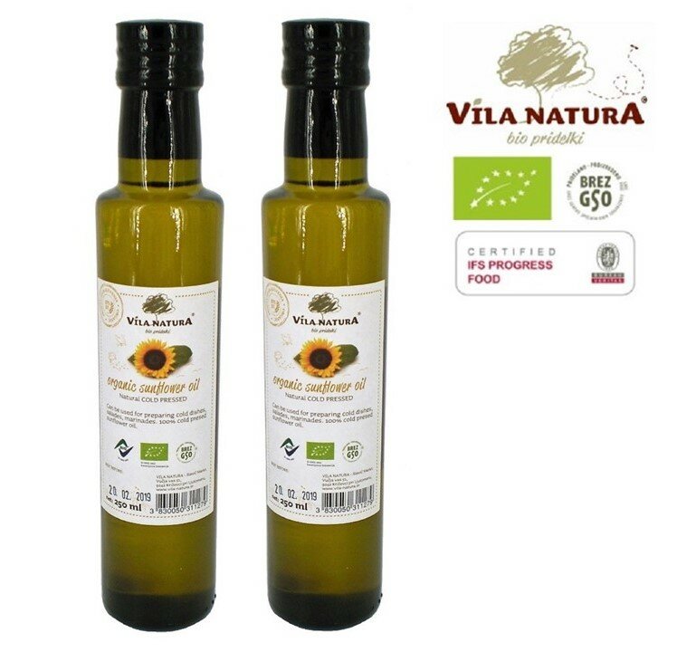 Масло подсолнечное холодного отжима не рафинированное био Vila Natura Словения 2х250мл