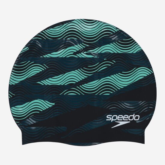 Шапочка для плавания Speedo силиконовая SLOGAN PRT AU/AF/AM чёрный/принт, one Size, 8-0838516009S0Y