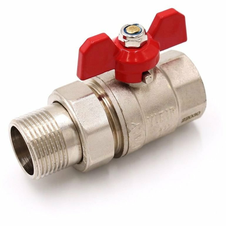 Шаровый кран никелированный с муфтовым соединением 1 дюйм для водоснабжения Vieir VR204-03