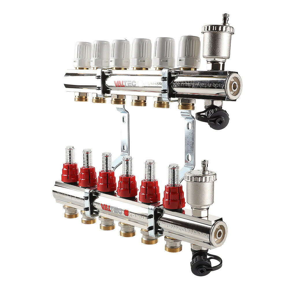 Коллекторная группа со встроенными расходомерами в сборе, 1х 4 вых. 3/4 ЕК VTc.596. EMNX.0604