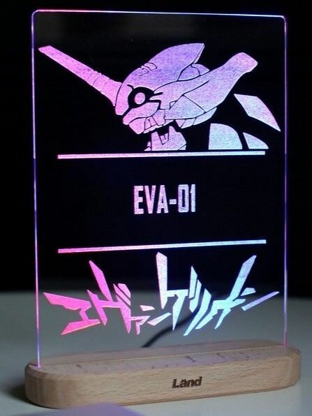 Декоративный светильник ночник из цельного бука EVA-01 аниме Евангелион