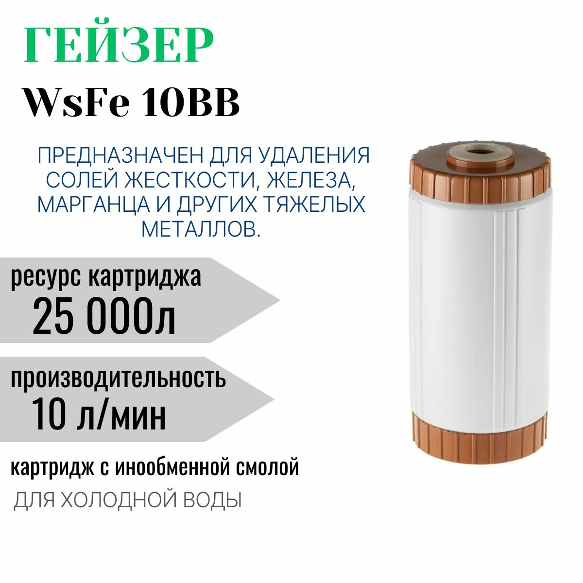 Гейзер Картридж WsFe 10BB, для умягчения воды (30637)